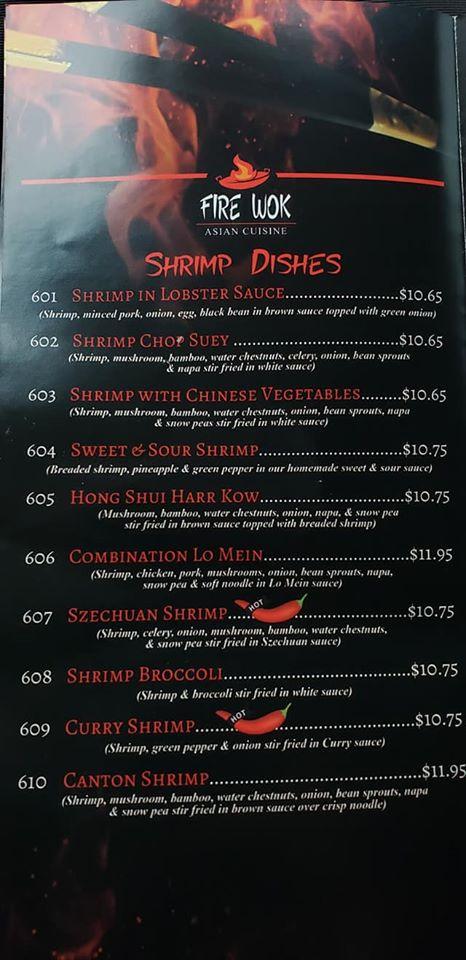 Menu at Fire Wok restaurant, Centralia