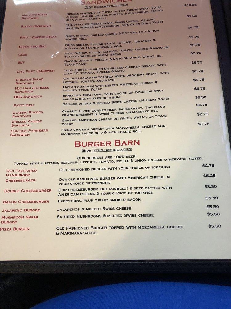 Menu at Justin's Place steakhouse, Thomaston
