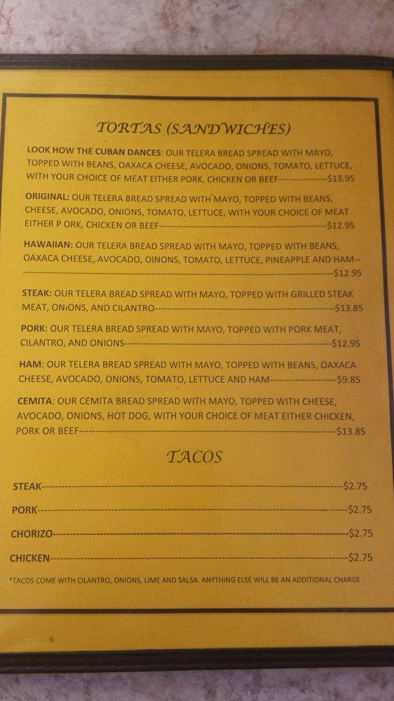 Menu at La Concha restaurant, Madison