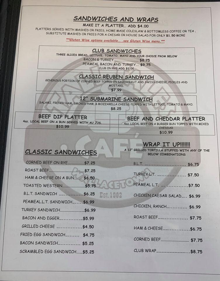 Menu at Tall Tales Cafe, Canada