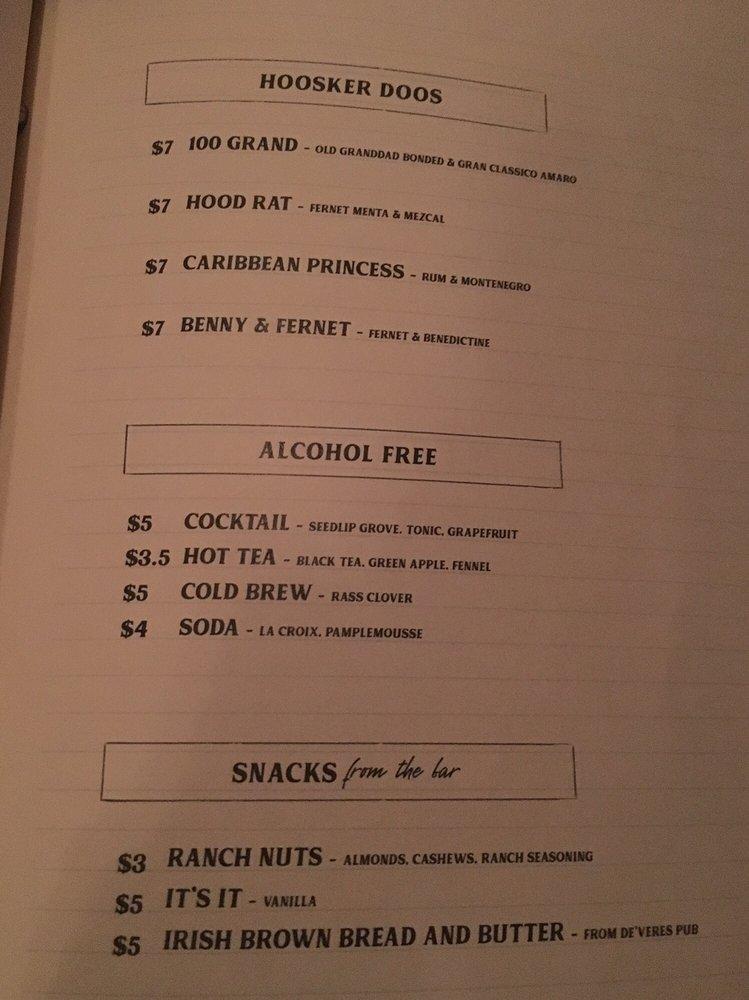 Carta del pub y bar The Snug, Sacramento