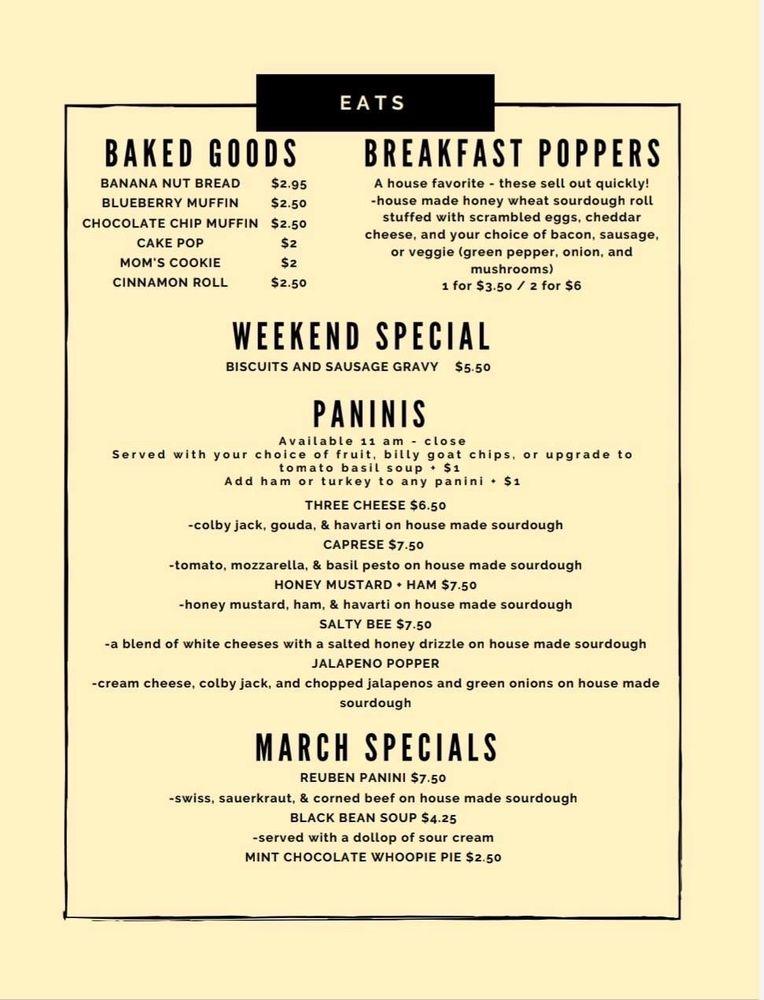 Menu at Toasted Coffee House, High Ridge, High Ridge Blvd