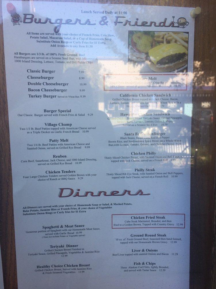 Menu at Village Grill restaurant, Claremont, 148 N Yale Ave