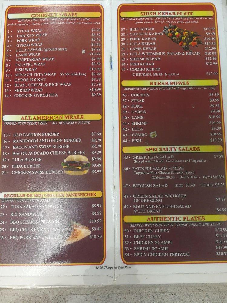 Menu at Churrasco Grill restaurant, Fresno