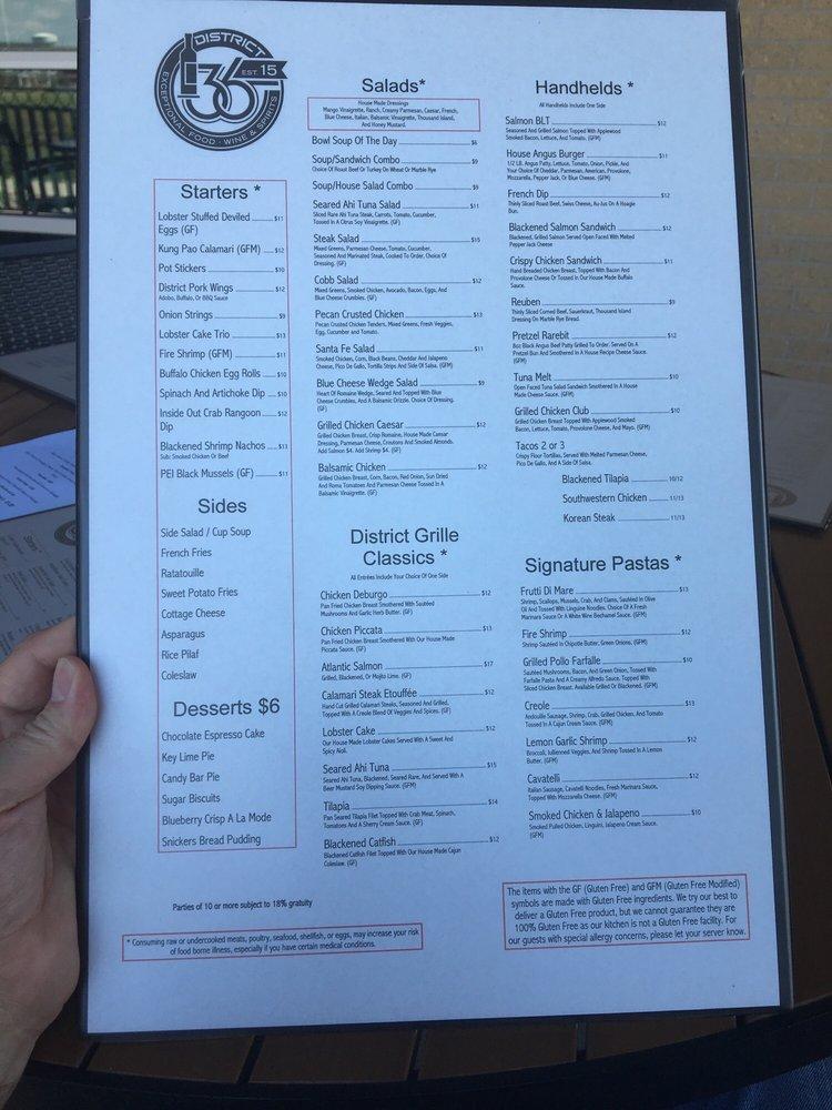 Menu at District 36 Wine Bar & Grille, Ankeny