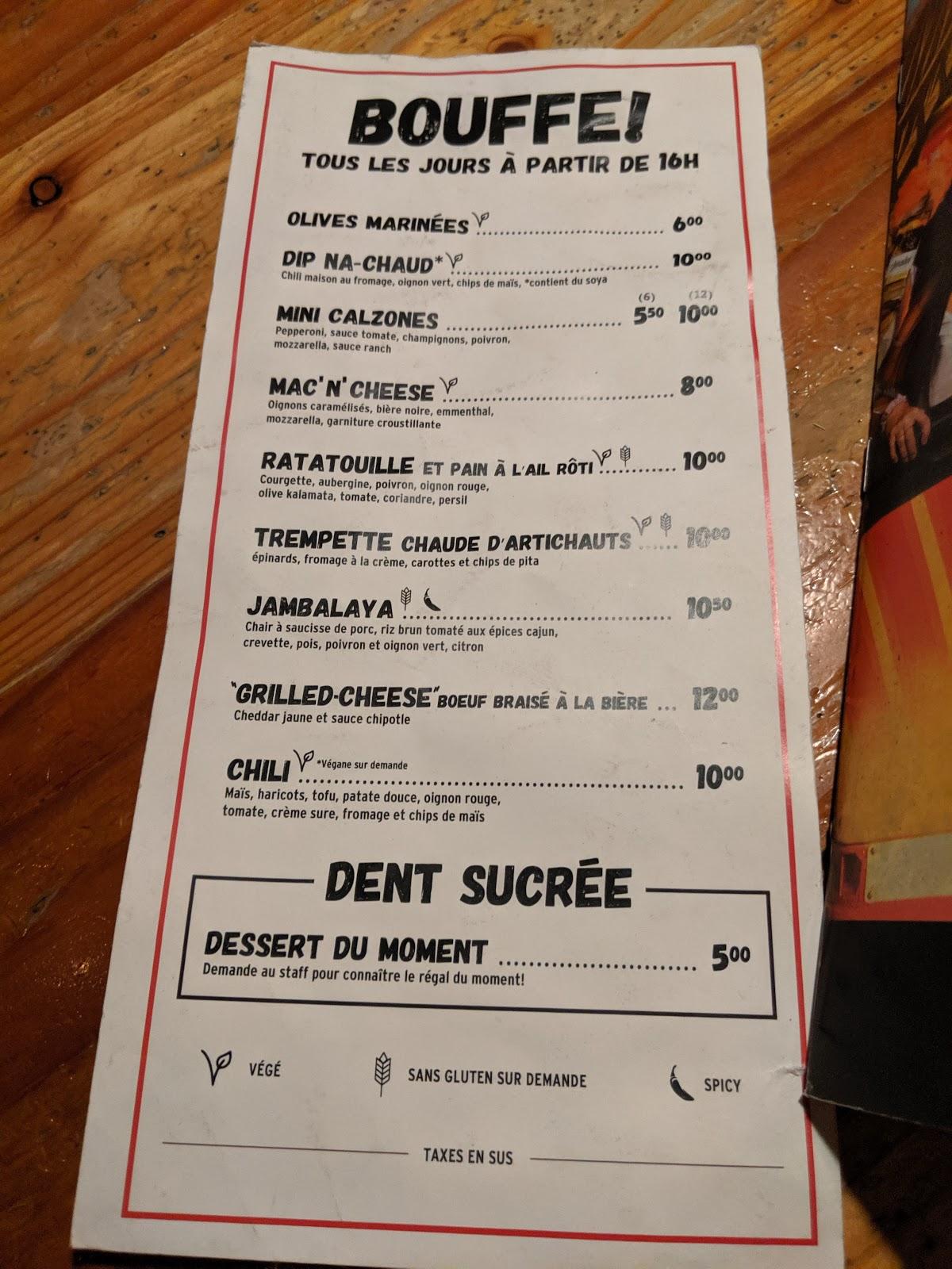 Menu at La Distillerie (Promenade Masson) pub & bar, Montreal, Rue Masson