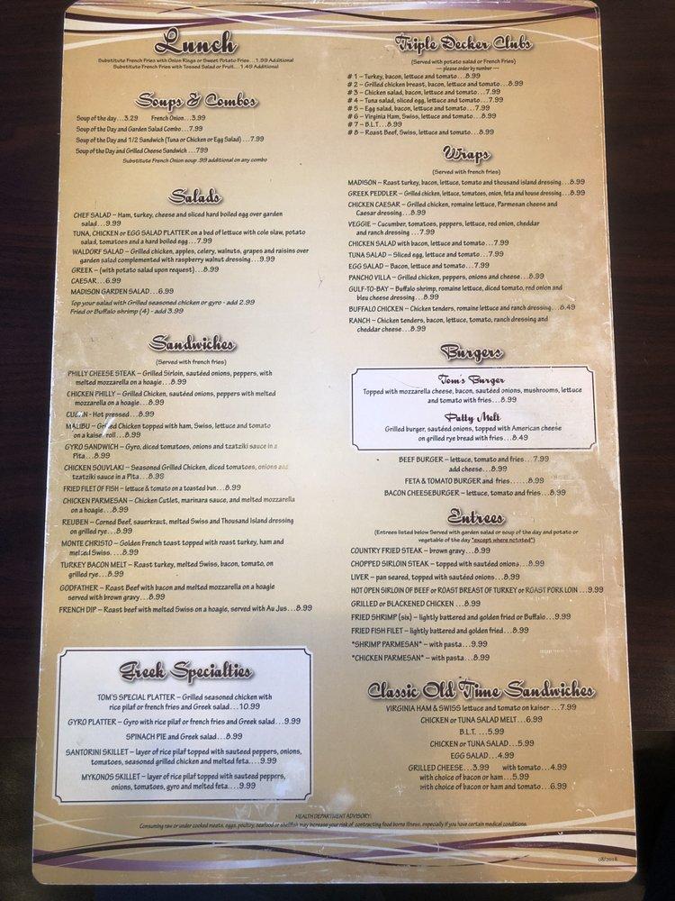 Menu at Madison Restaurant, New Port Richey