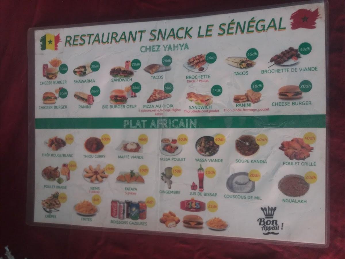 Speisekarte von Restaurant sénégalais, Marrakesch