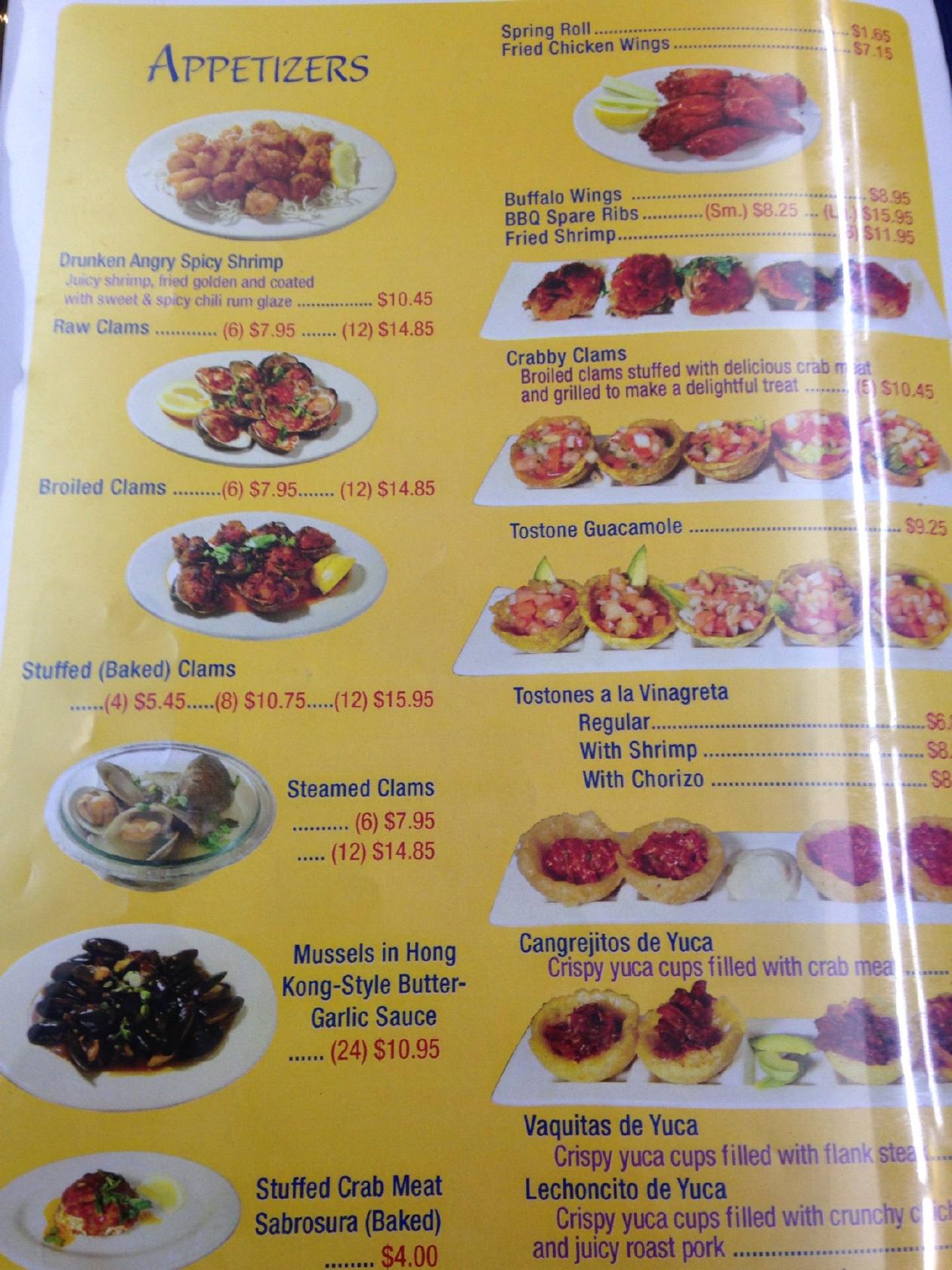 Menu at Sabrosura 2 restaurant, New York City, Westchester Ave