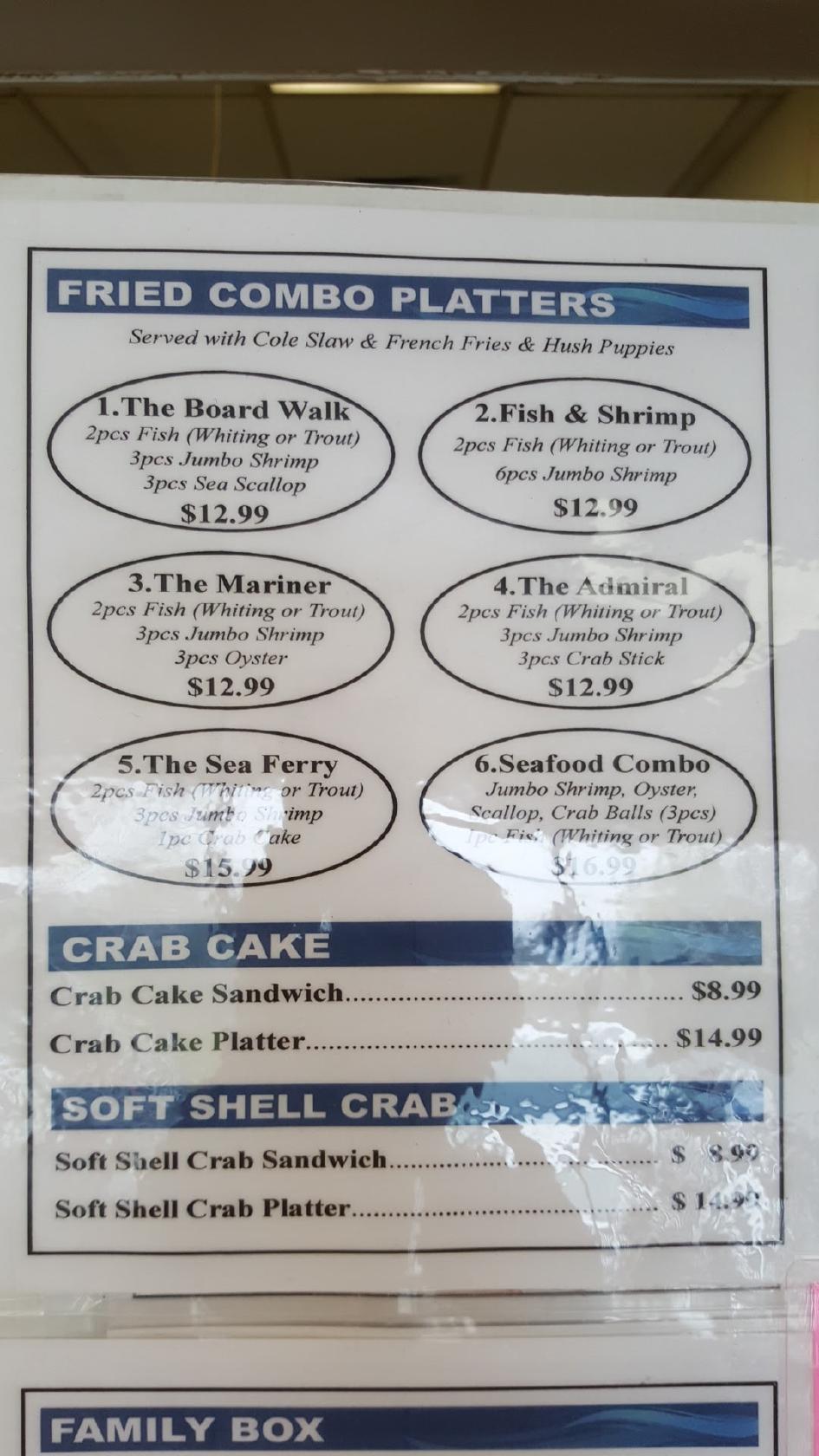 Menu at Captain Joe Crab & Seafood restaurant, Waldorf