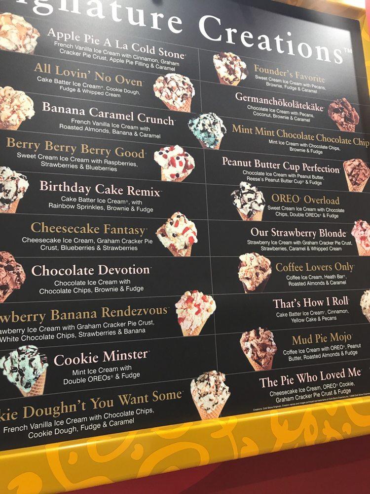 Menu at Cold Stone Creamery, Tampa, W Neptune St Ste B6