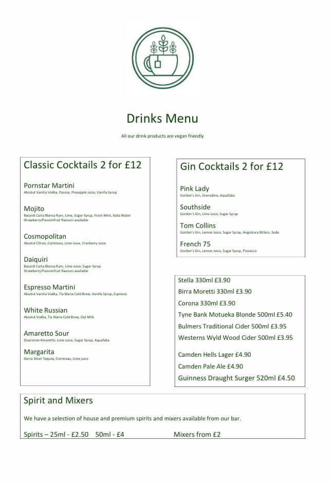 Menu at Super Natural Newcastle pub & bar, Newcastle upon Tyne