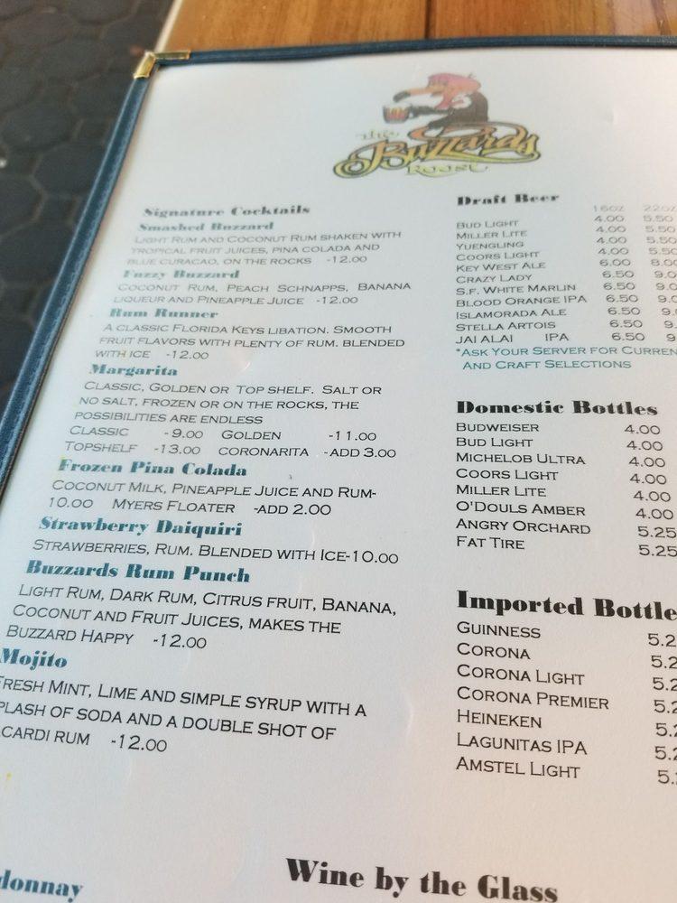 Menu at The Buzzard's Roost pub & bar, Key Largo