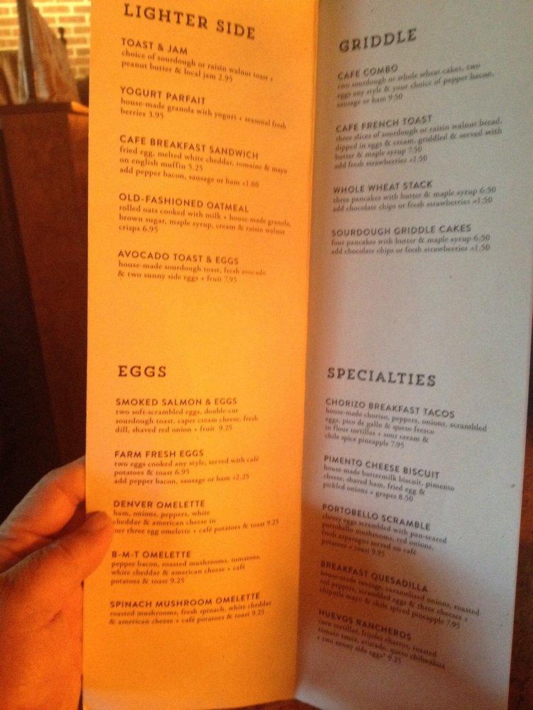 Menu at The Cafe, Ames