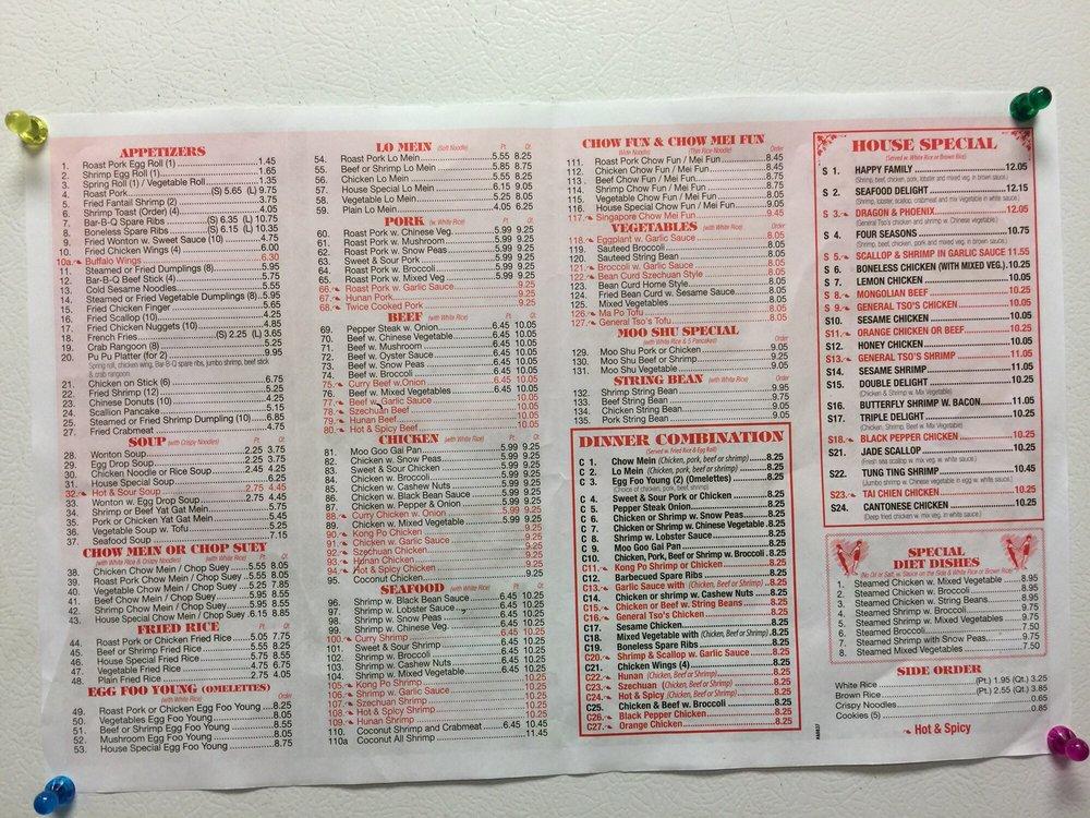 Menu at Asia Cafe, Clayton