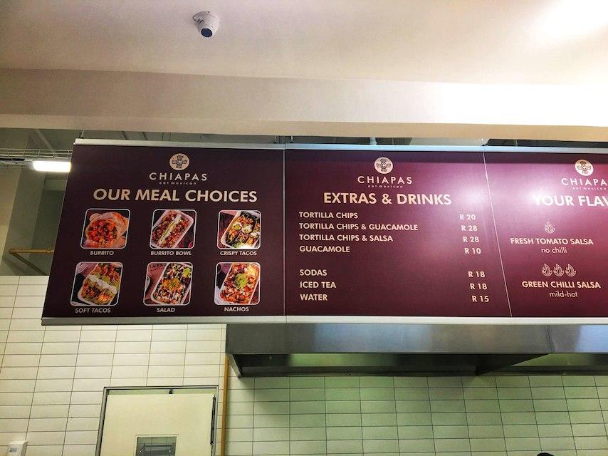 Menu at CHIAPAS eat mexican - Rosebank restaurant, Johannesburg, Shop ...