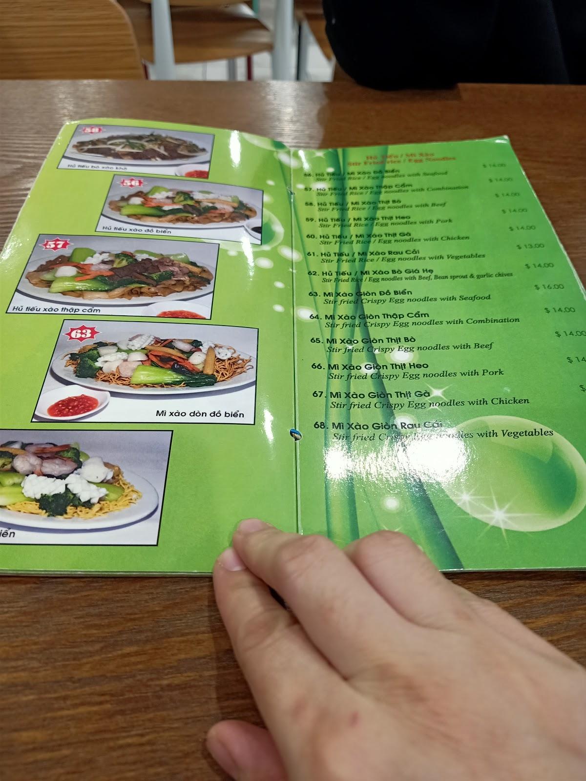 Menu at Hủ tiếu mì Trà Vinh restaurant, Inala