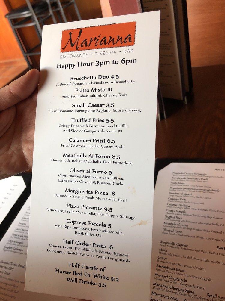Menu at Marianna Ristorante pub & bar, Renton