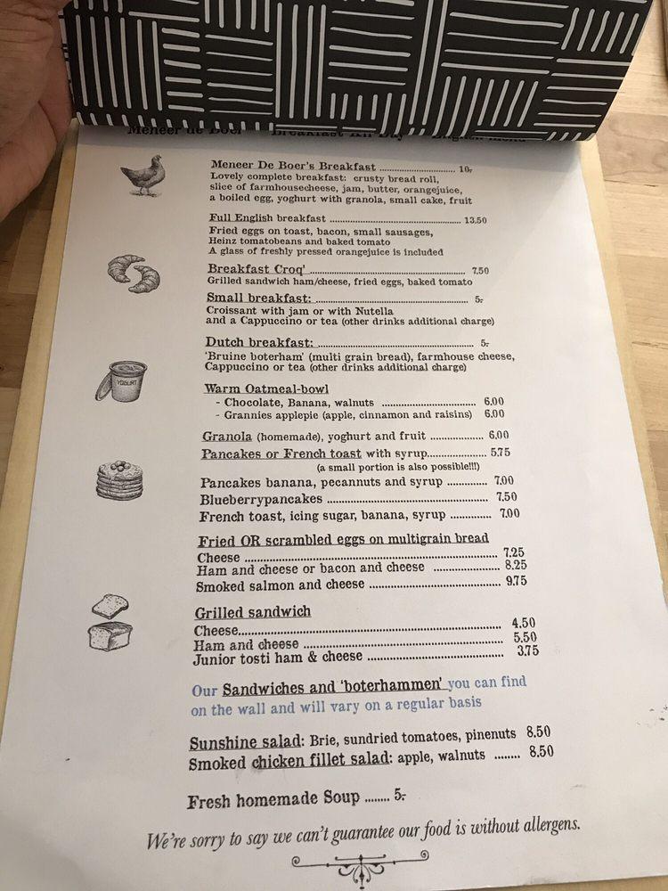 Menu at Meneer De Boer Breakfast All Day, Eindhoven