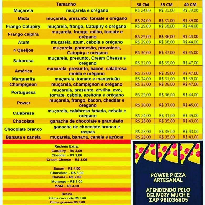 Menu at POWER PIZZA restaurant, Campos