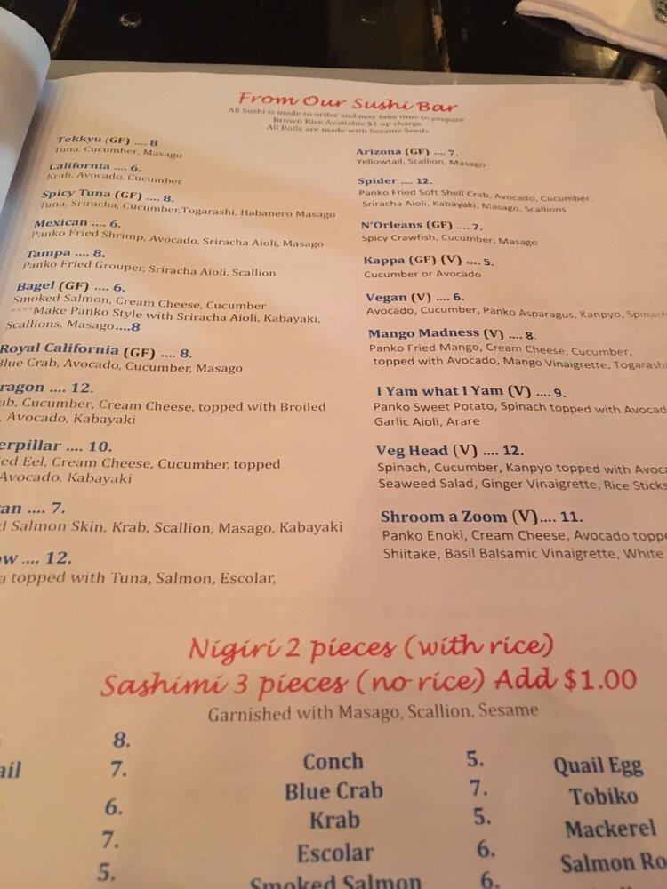 Menu at Pisces Sushi and Global Bistro restaurant, Dunedin, 799 ...