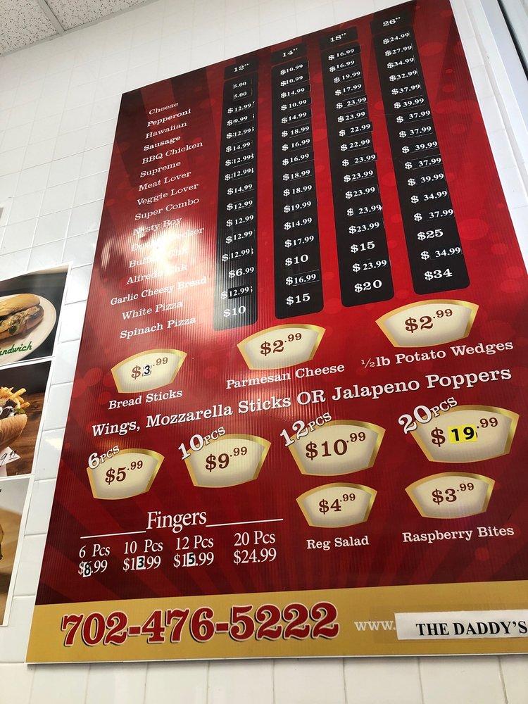 Menu at The Daddy's Pizza pizzeria, Las Vegas