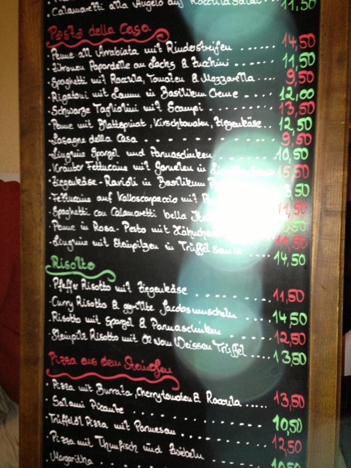 Menu at Da Remo pizzeria, Hamburg