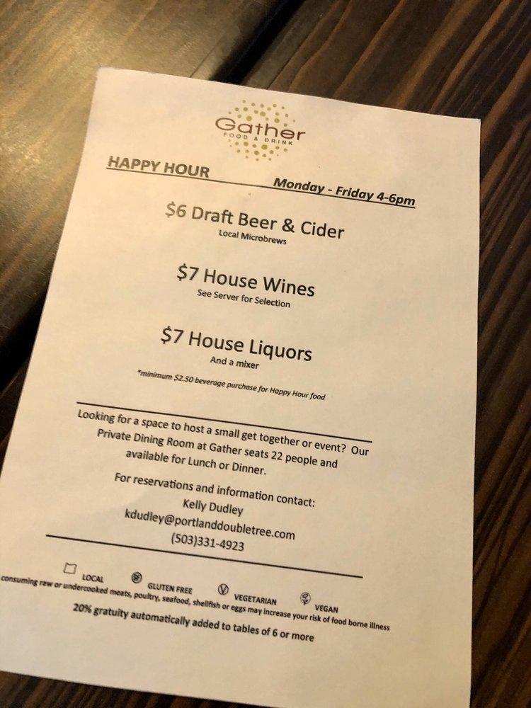 Menu at Gather Food & Drink restaurant, Portland