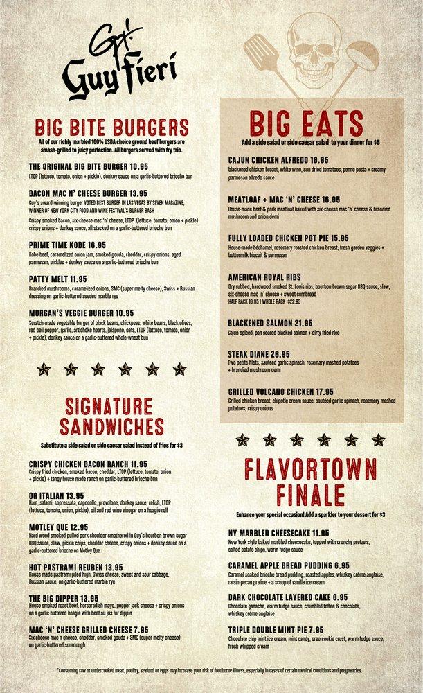 Menu at Guy Fieri's American Kitchen & Bar, The Villages