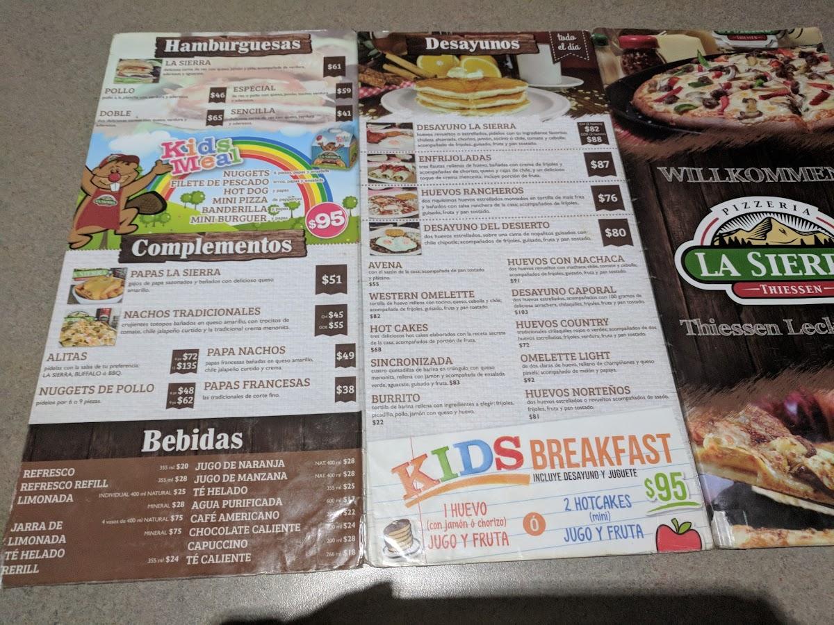 Menu at Pizzería La Sierra, Nuevo Casas Grandes Municipality, Av Benito ...
