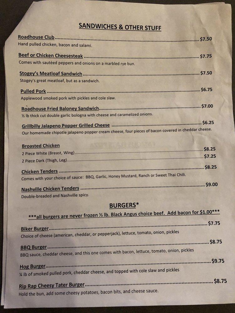 Menu at Rip Rap Roadhouse pub & bar, Dayton, Rip Rap Rd