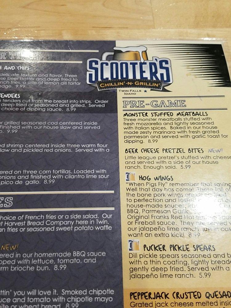 Menu at Scooter's Chillin' -N- Grillin' pub & bar, Twin Falls
