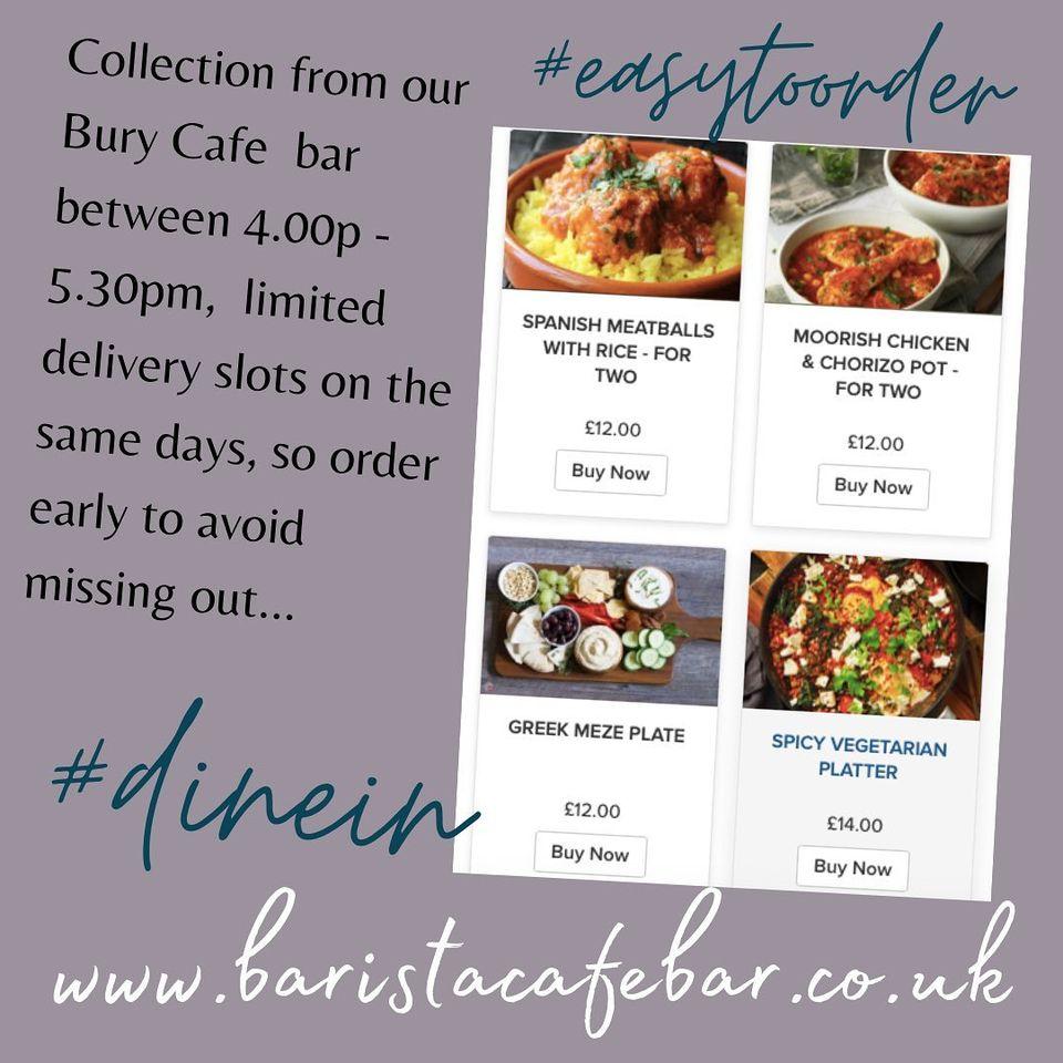 Menu at Barista cafe bar, Bury