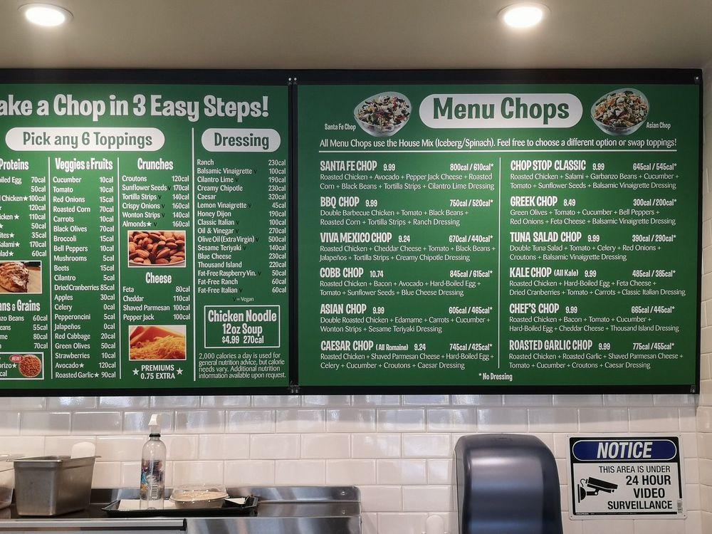 Menu at Chop Stop fast food, Las Vegas, S Las Vegas Blvd Suite 140