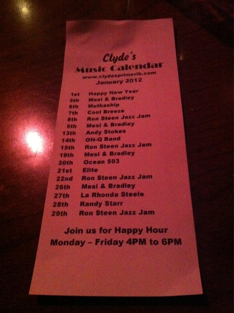 Menu at Clyde's Prime Rib Restaurant and Bar, Portland