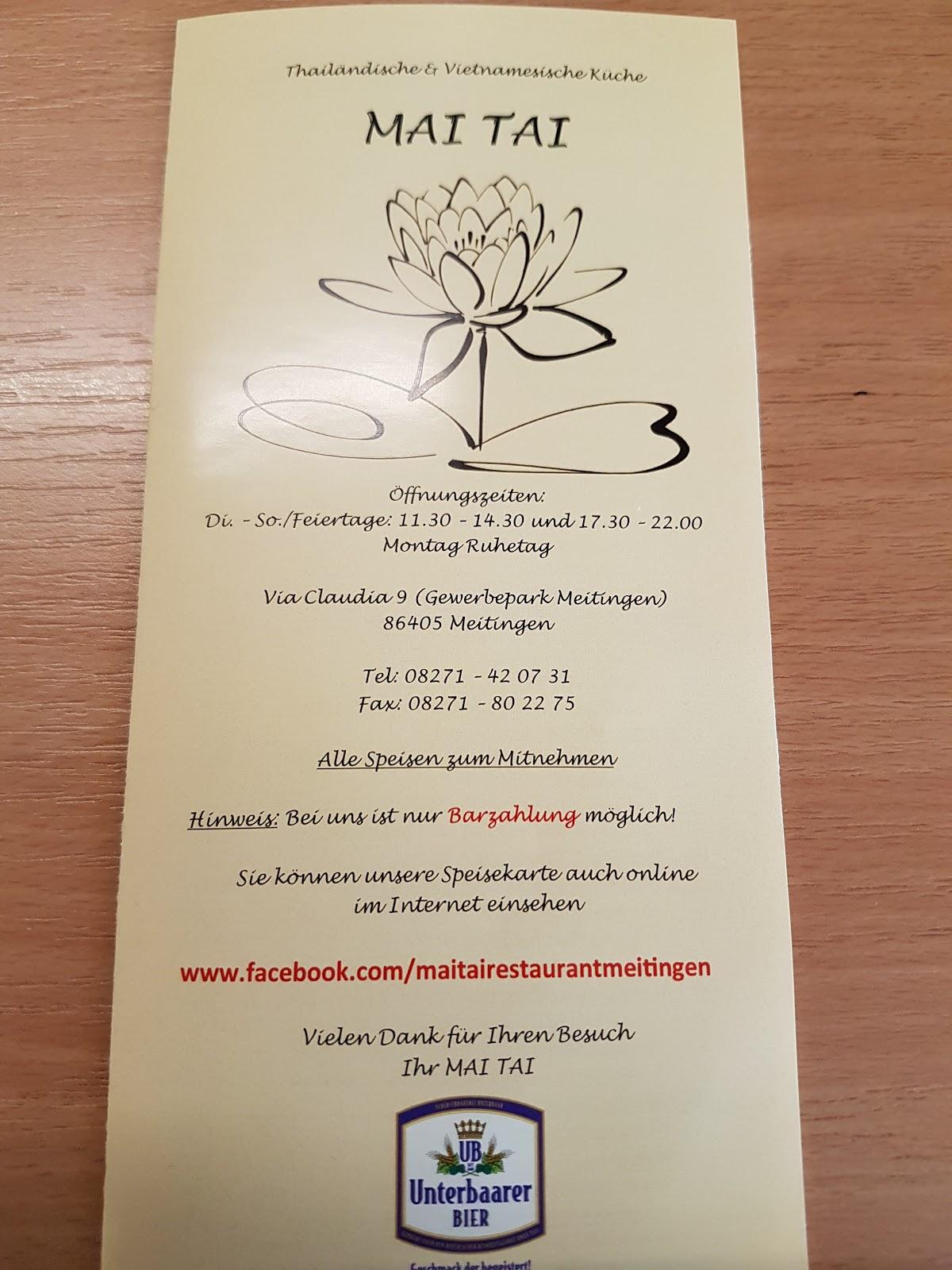 Speisekarte von Restaurant Mai Tai, Meitingen