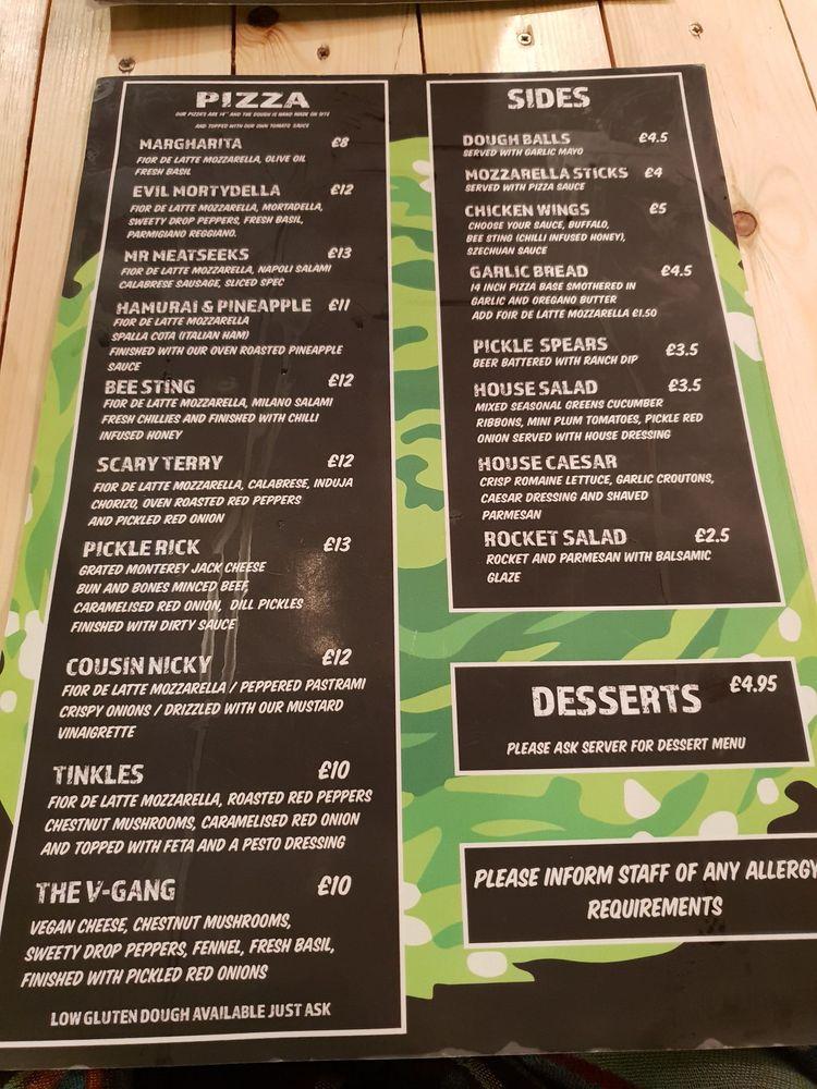 Menu at Pickle Rick's Pizza pizzeria, Stockport