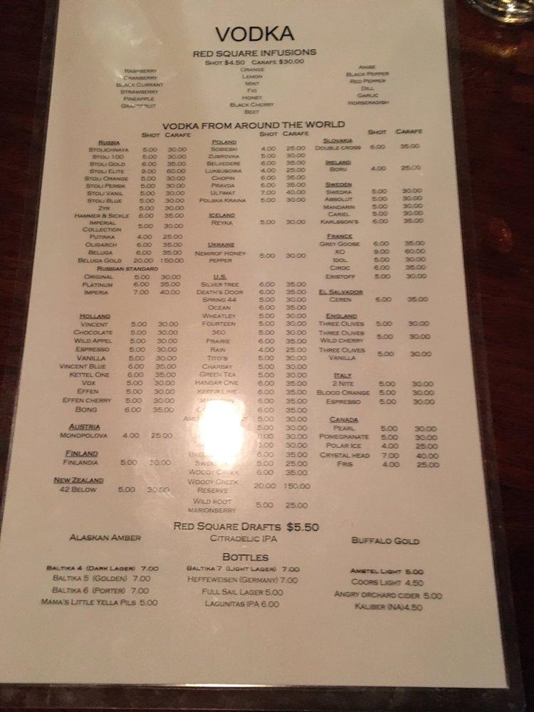 Menu at Red Square Euro Bistro pub & bar, Denver