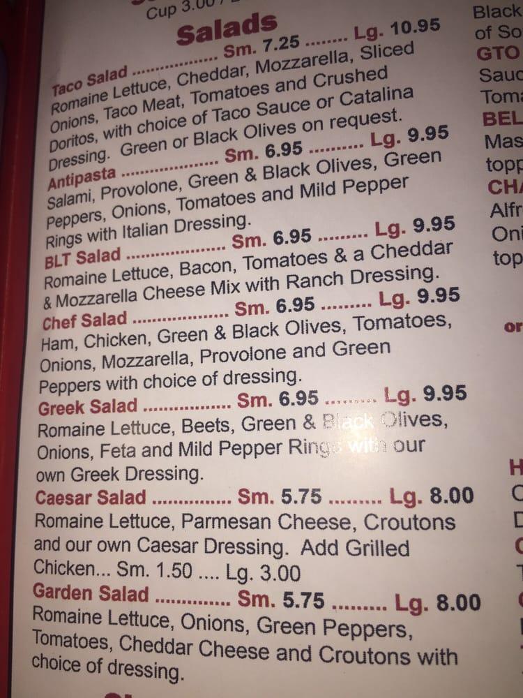 Menu at Classic Pizza pizzeria, Central Lake