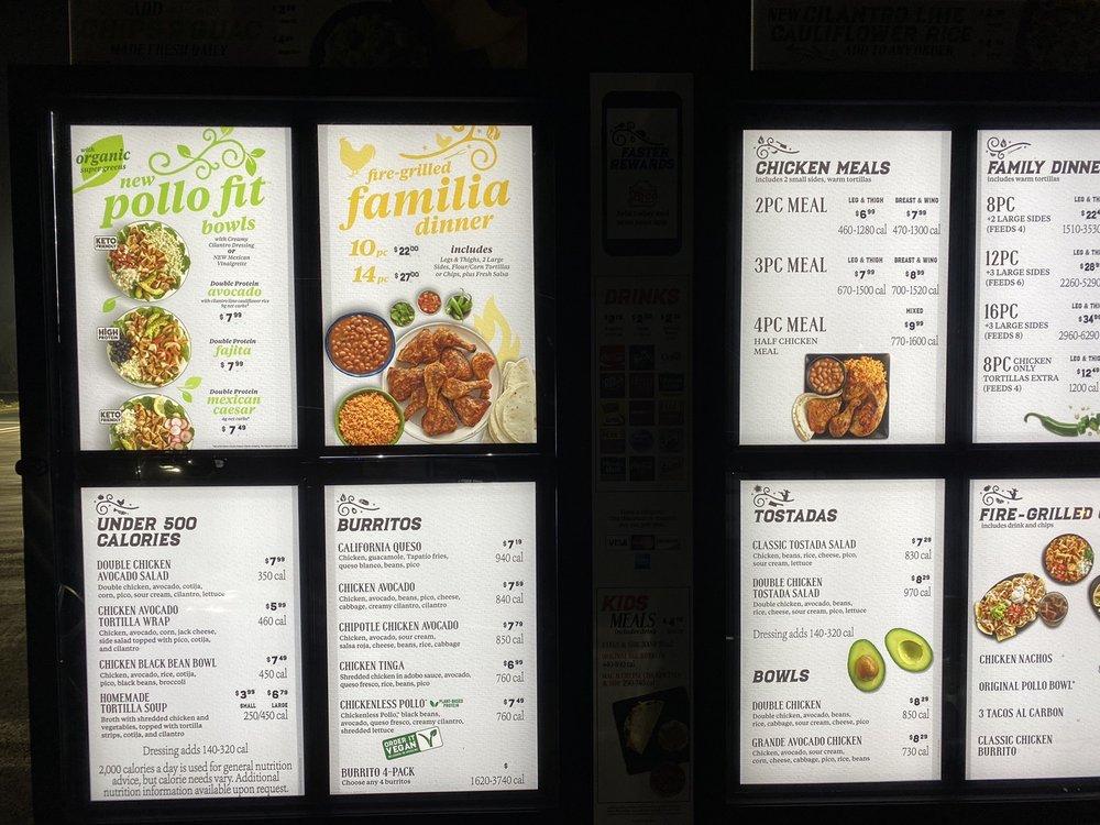 Menu at El Pollo Loco restaurant, Poway
