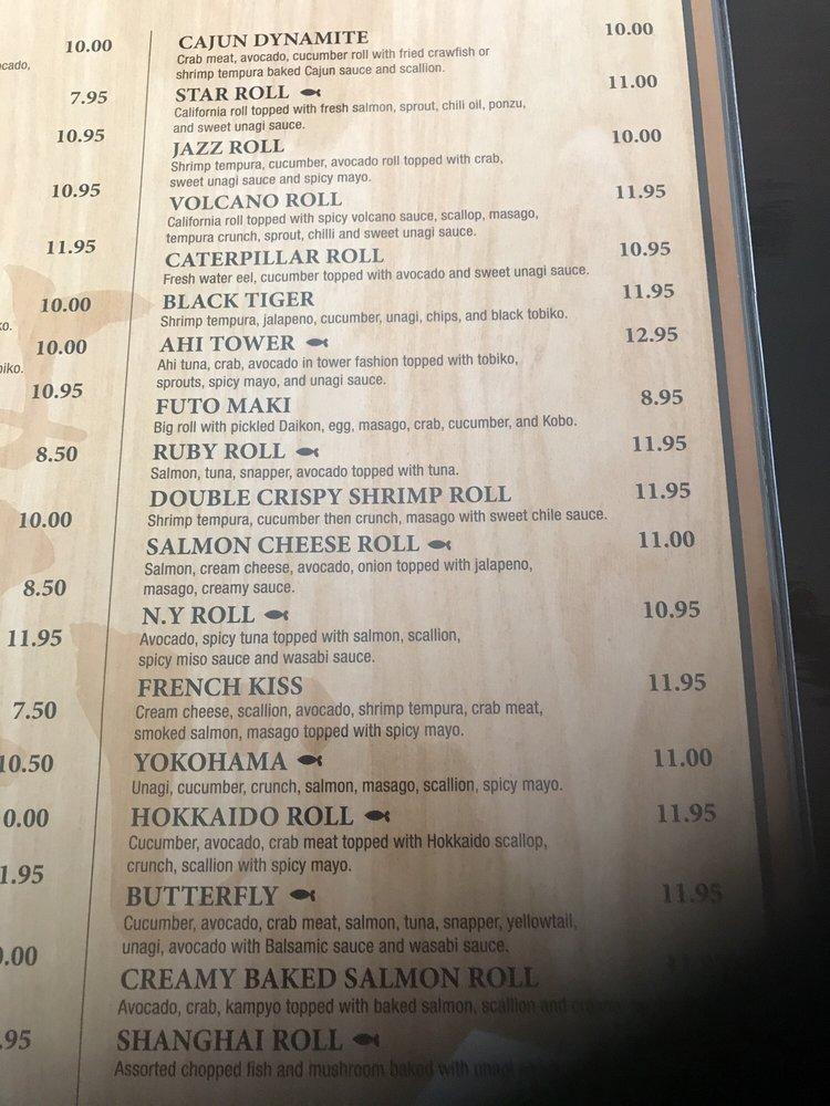 Menu at Little Kyoto restaurant, Hayden