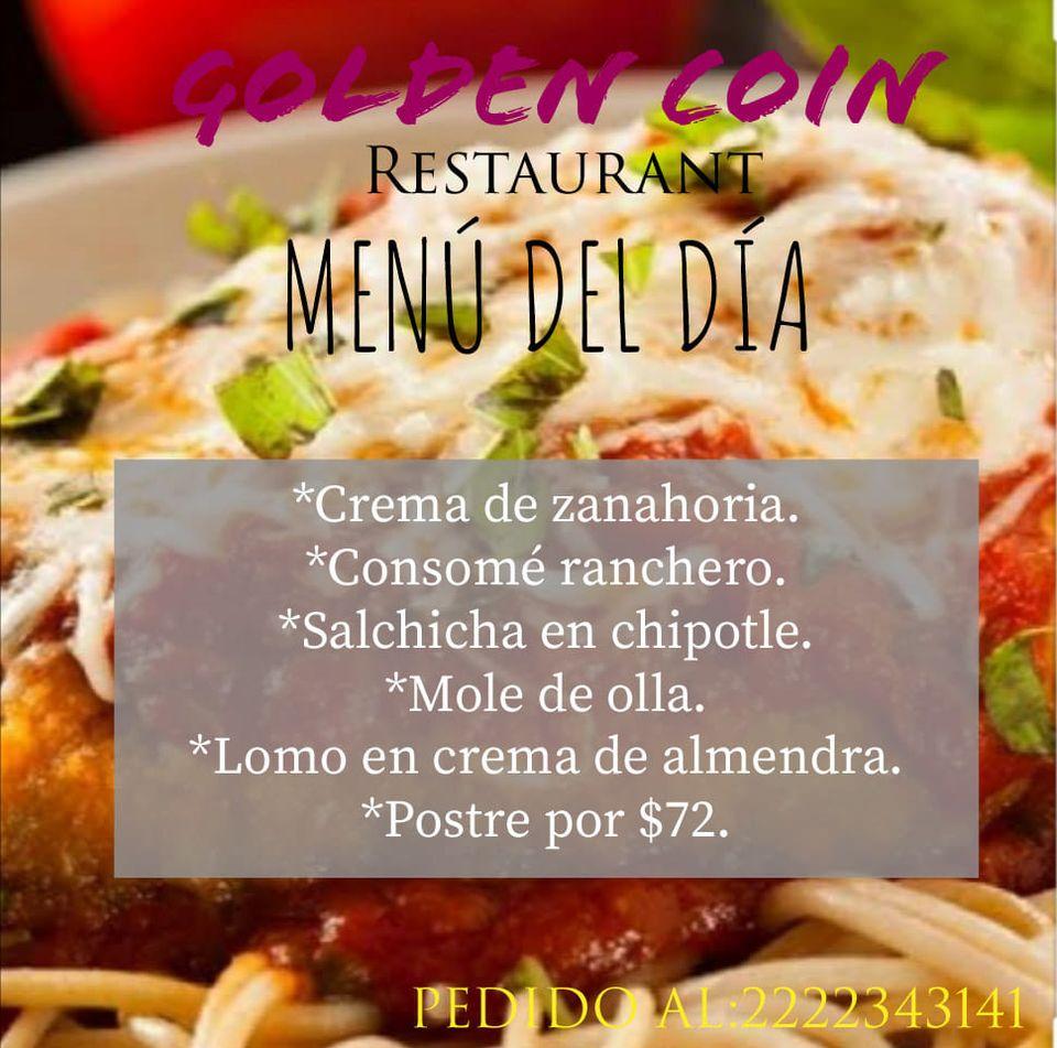 Menu at GOLDEN COIN restaurant, Puebla City