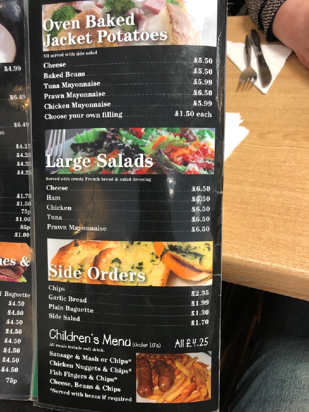Menu at Sam's Cafe & Takeaway, Swansea