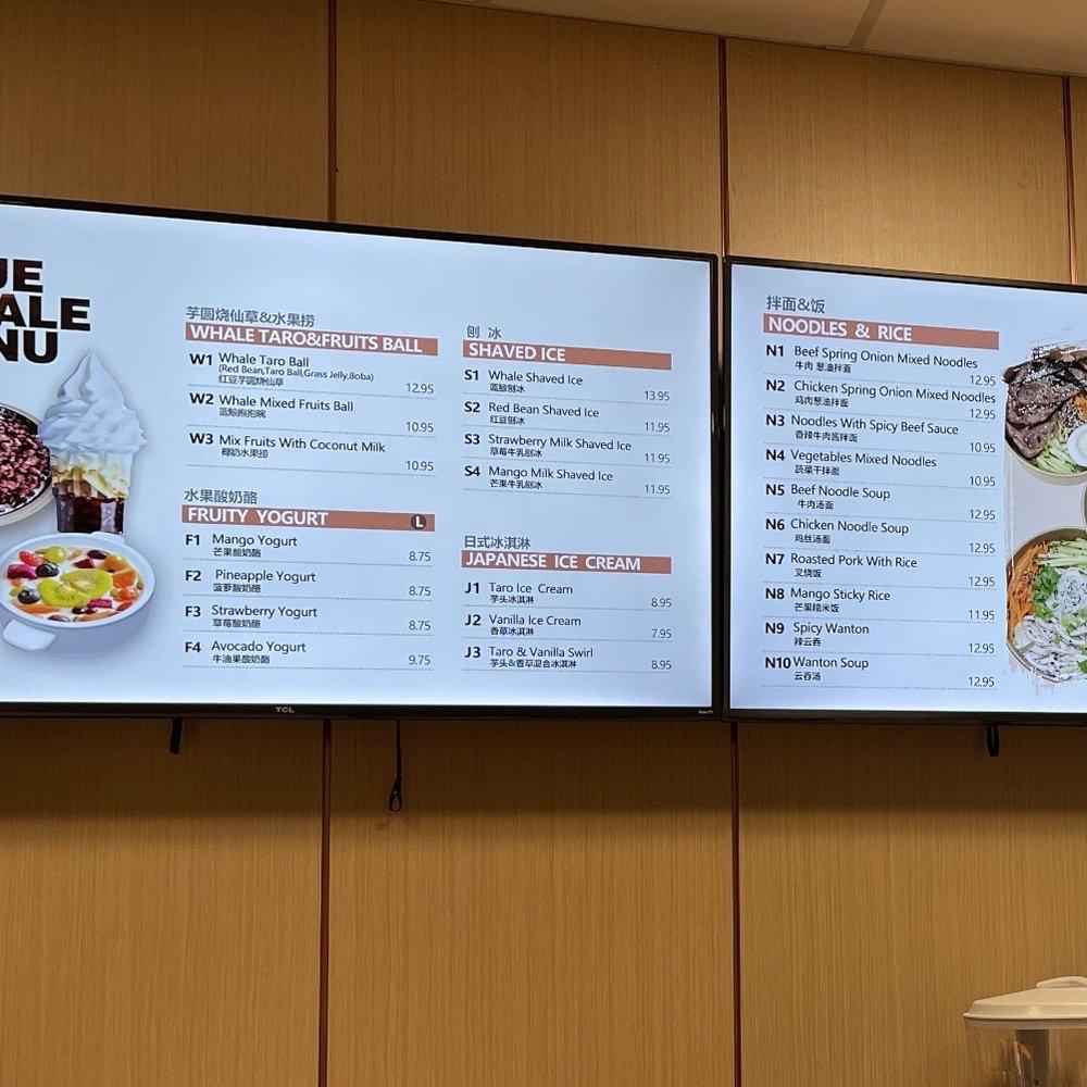 Menu at Blue Whale desserts, East Rutherford