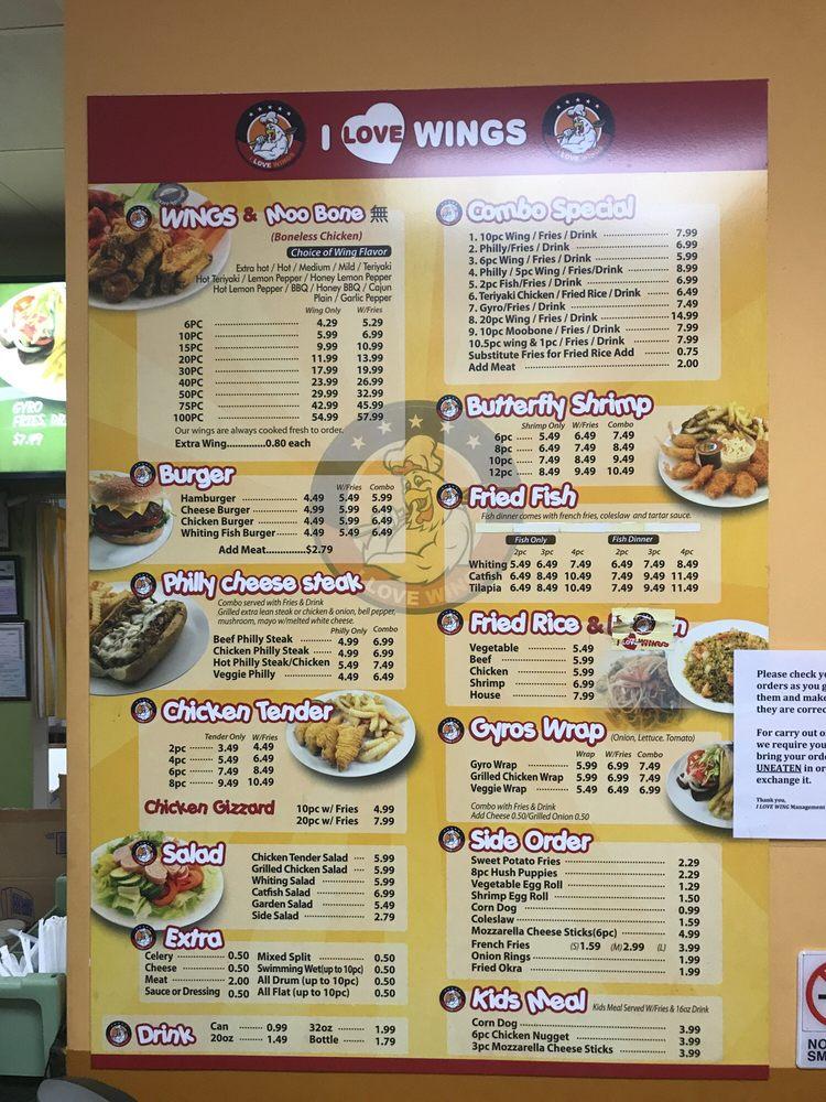 Menu at I Love Wings restaurant, Lawrenceville, Old Norcross Rd