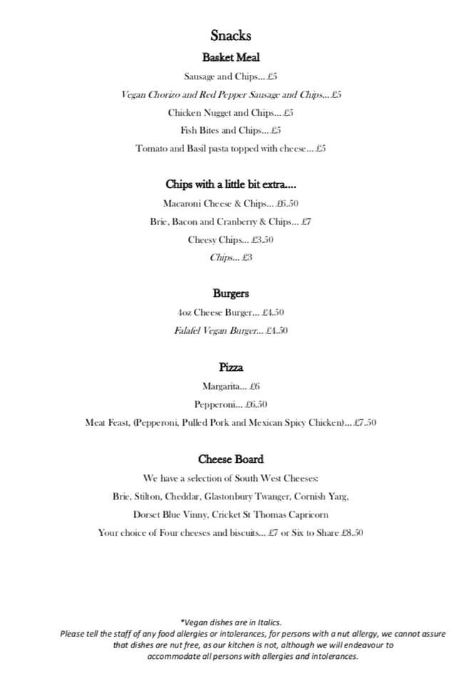 Menu at The White Hart Inn pub & bar, Crewkerne, 4 East St