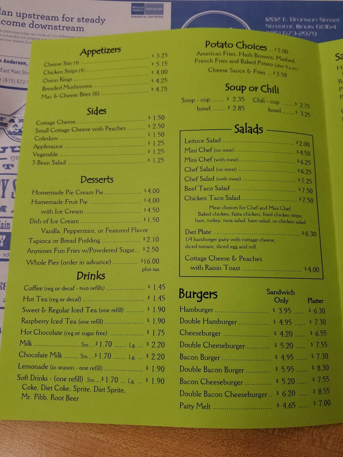 Menu at Country Cupboard restaurant, Streator, 124 S Vermillion St