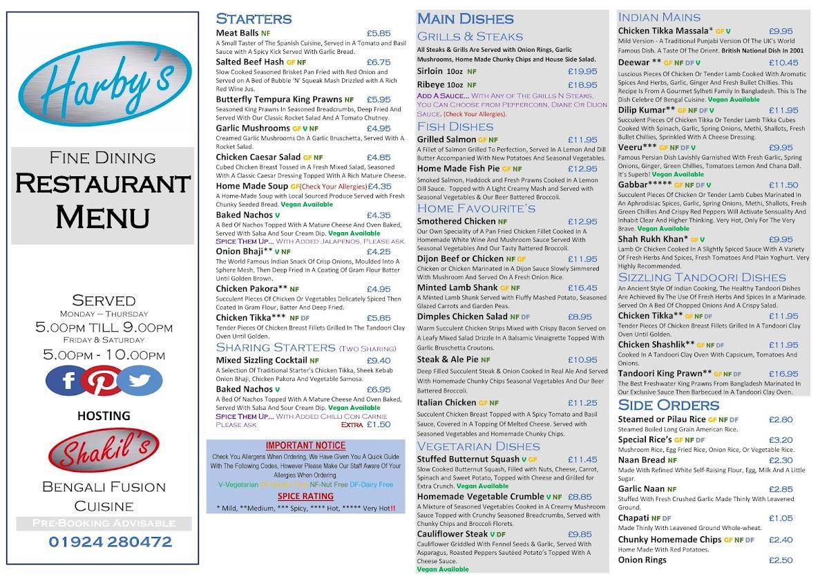 Menu at Dimple Well Lodge Hotel pub & bar, Ossett