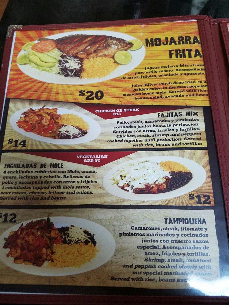 Carta del restaurante El Milagro, Pittsburgh