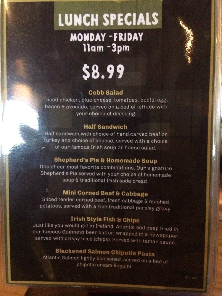 Menu at Irish Wolfhound Restaurant & Pub, Surprise